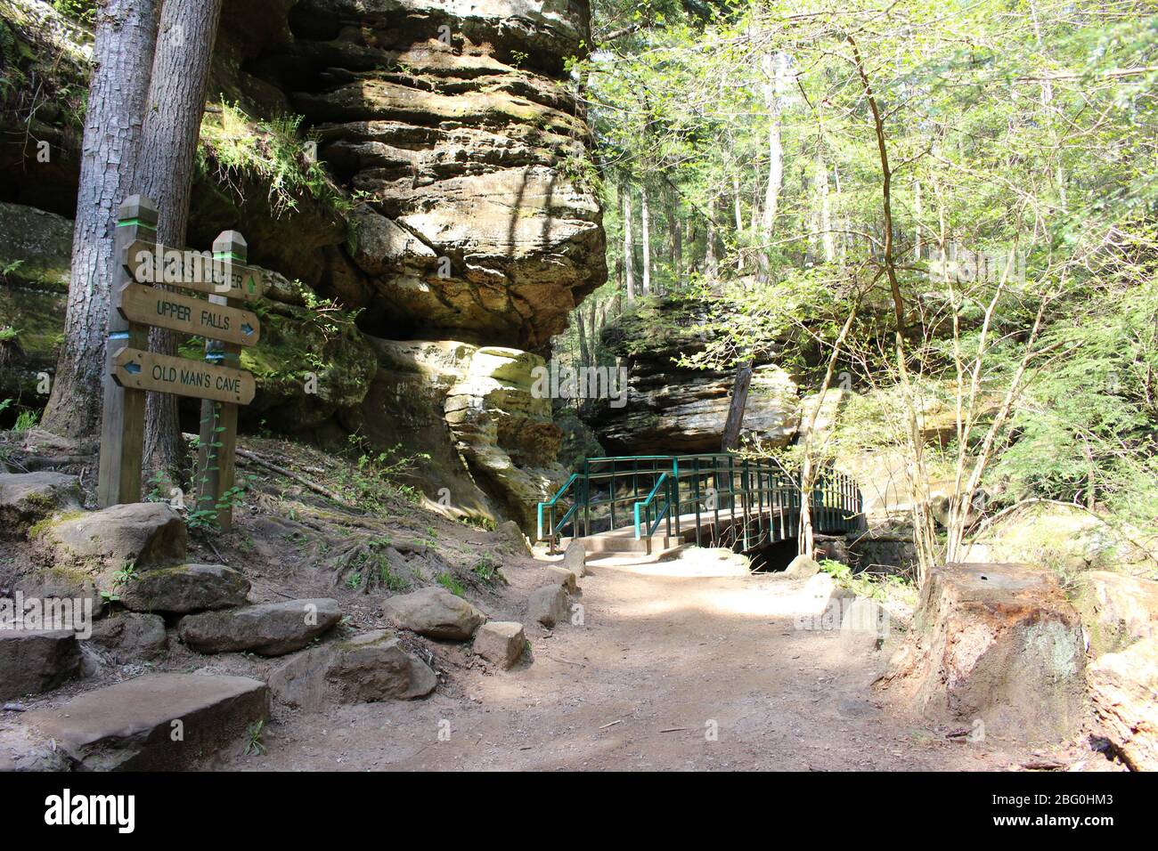 Old man cave walk trail and water fall in Ohio State,nature green ...