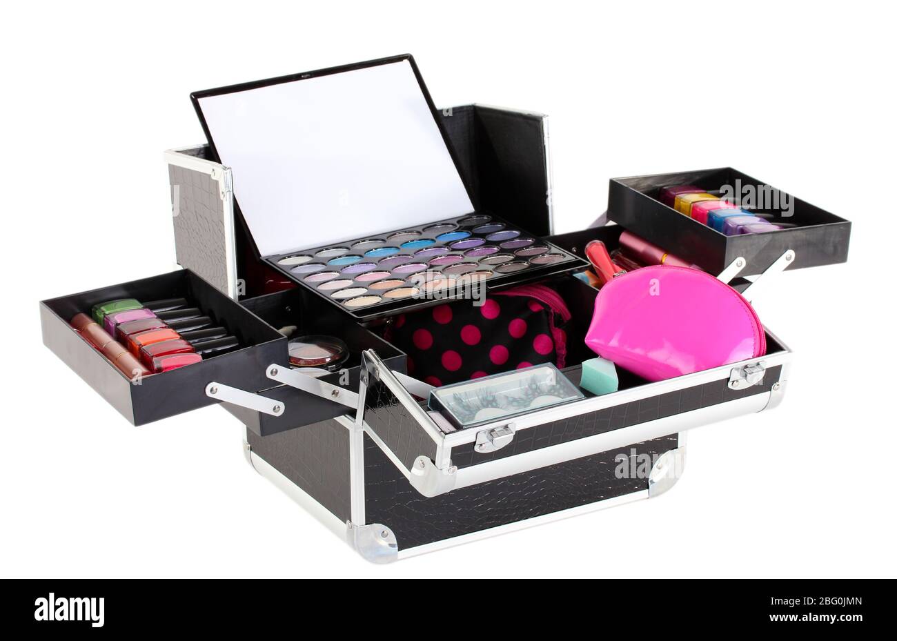 open case with cosmetics isolated on white Stock Photo - Alamy