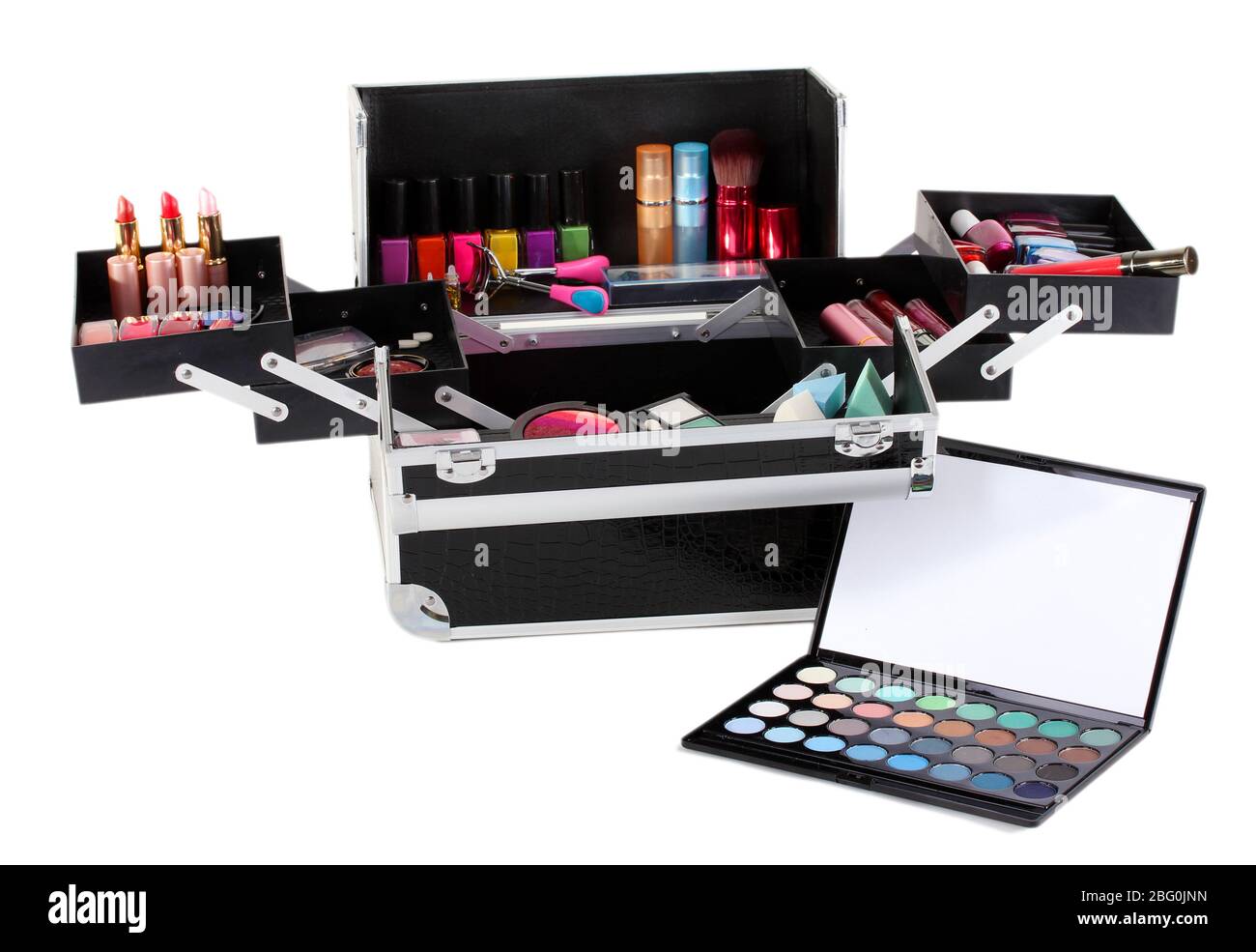 open case with cosmetics isolated on white Stock Photo - Alamy
