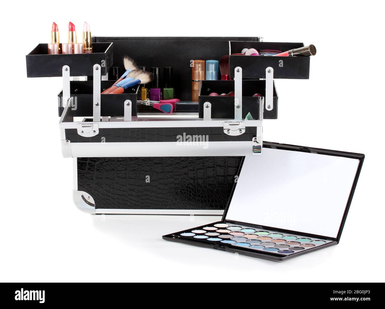 open case with cosmetics isolated on white Stock Photo - Alamy