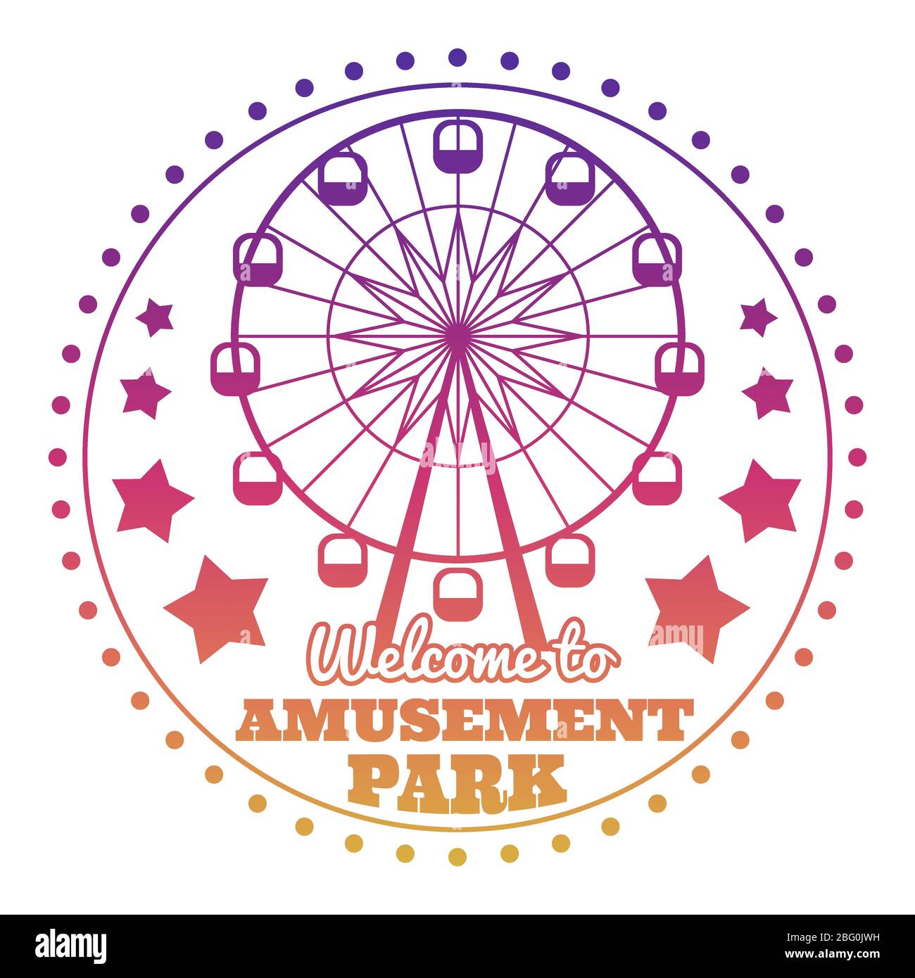 Amusement park welcome emblem logo isolated on white. Vector ...