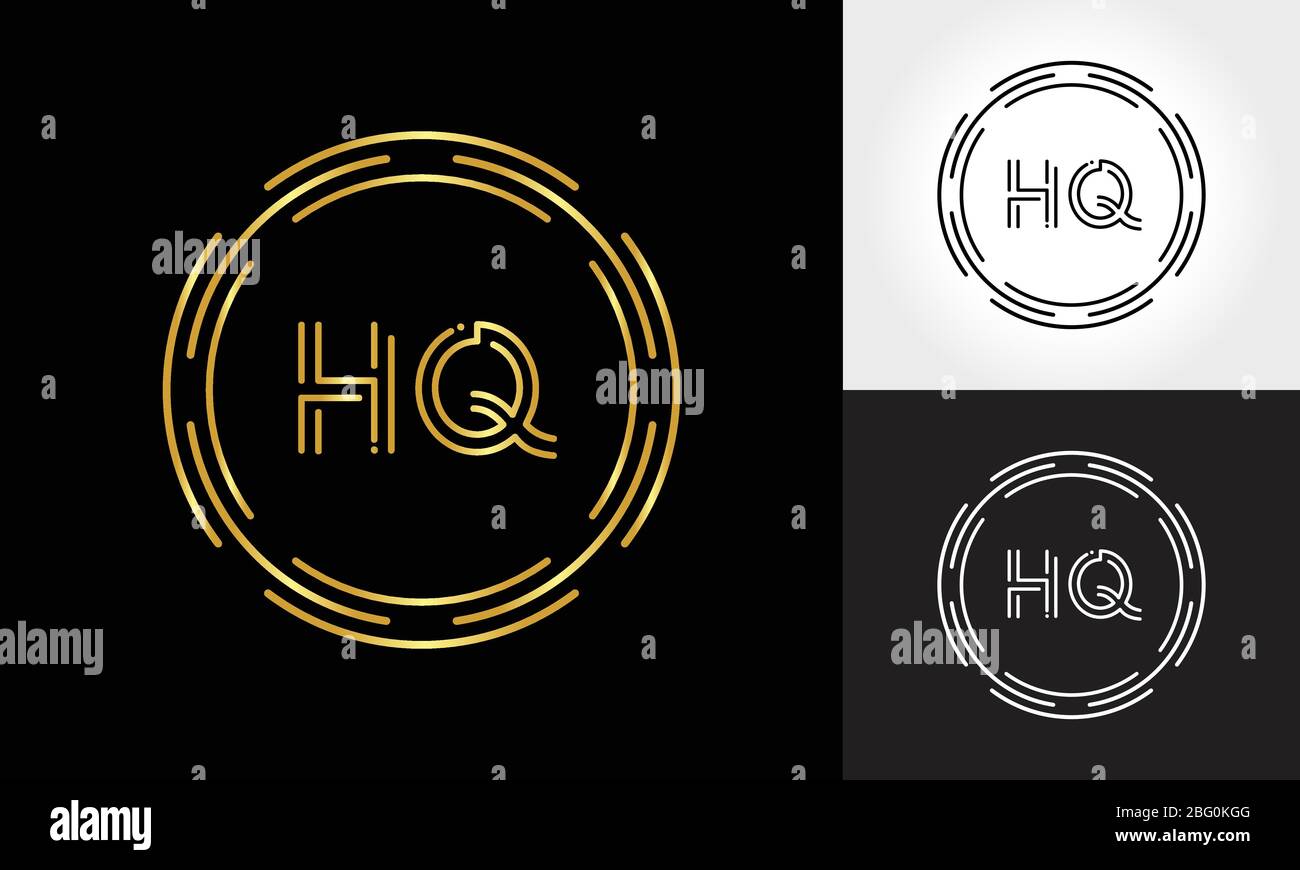 HQ Logo Design Vector Template. Initial Circle Letter HQ Vector ...