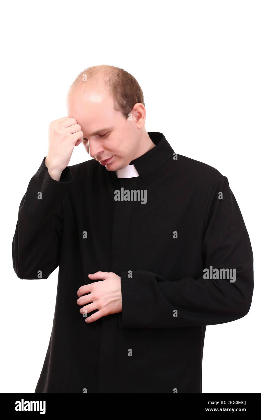 Young priest isolated on white Stock Photo - Alamy