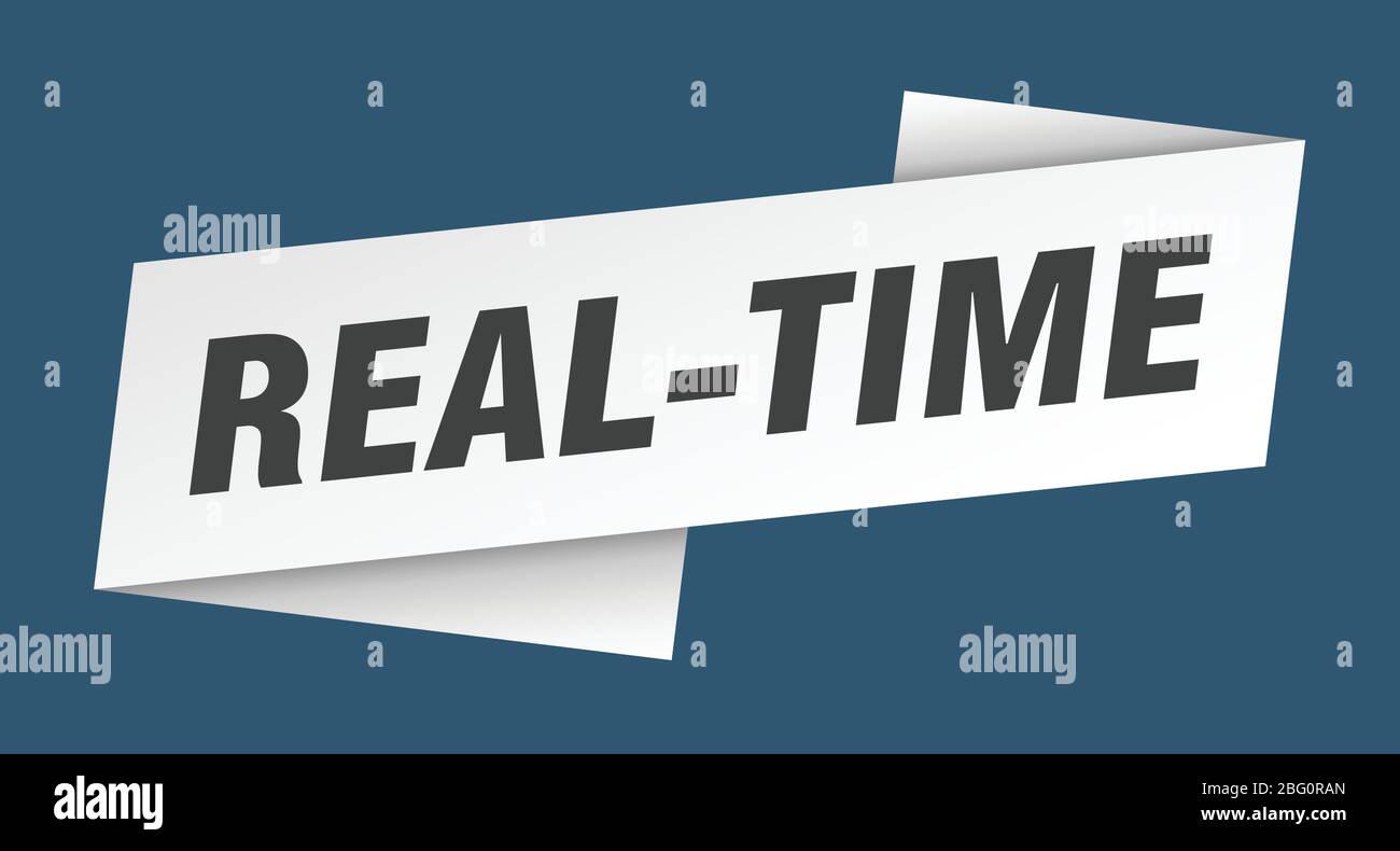 real-time banner template. real-time ribbon label sign Stock Vector ...