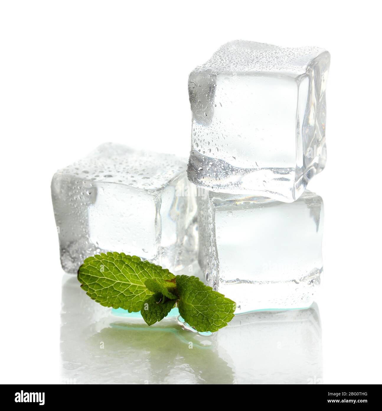 Ice with mint isolated on white Stock Photo - Alamy