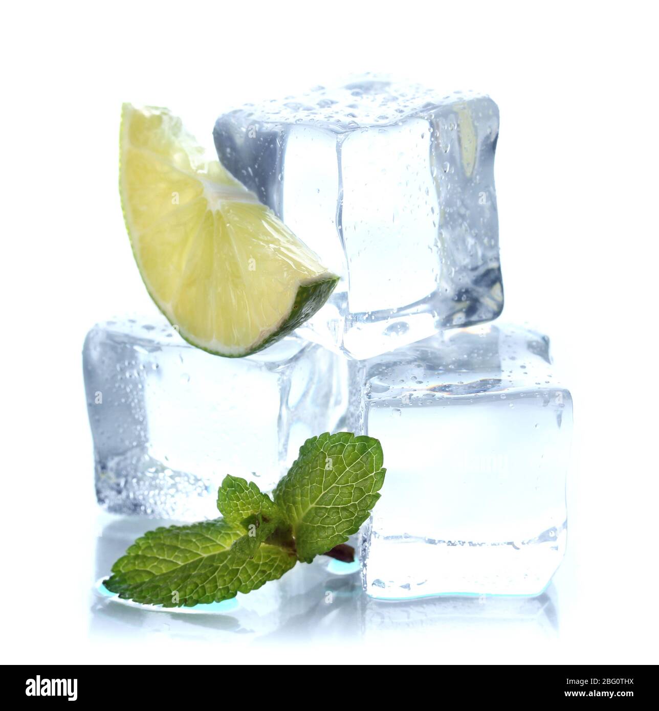 Ice with mint and lime isolated on white Stock Photo - Alamy