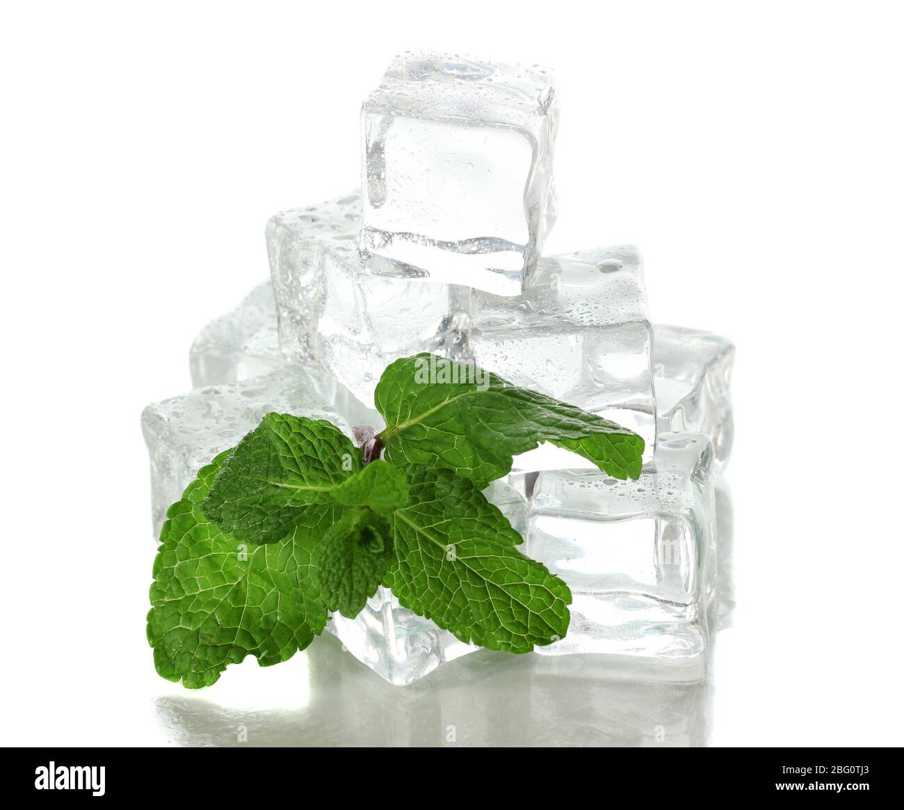 Ice with mint isolated on white Stock Photo - Alamy