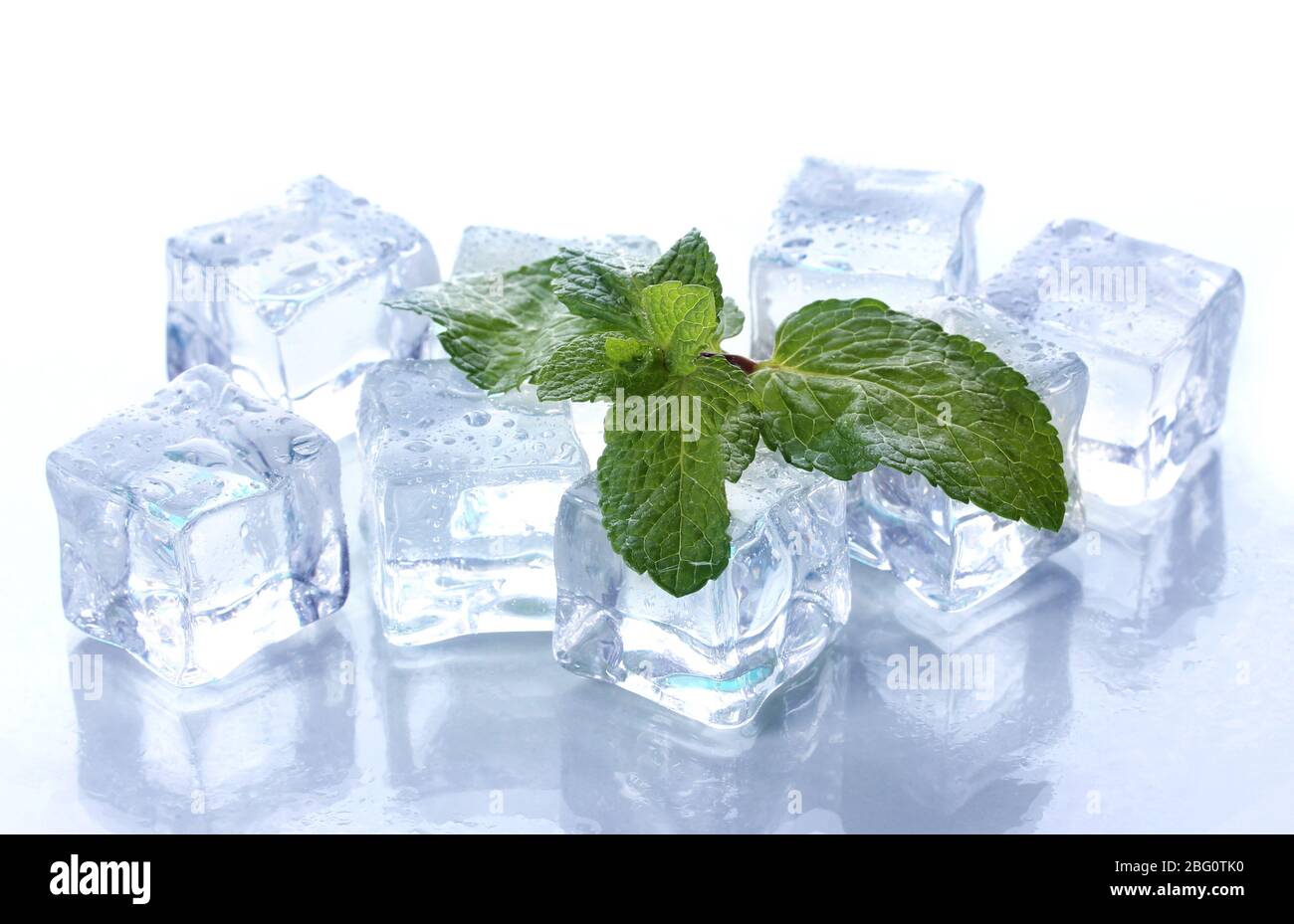 Ice with mint isolated on white Stock Photo - Alamy