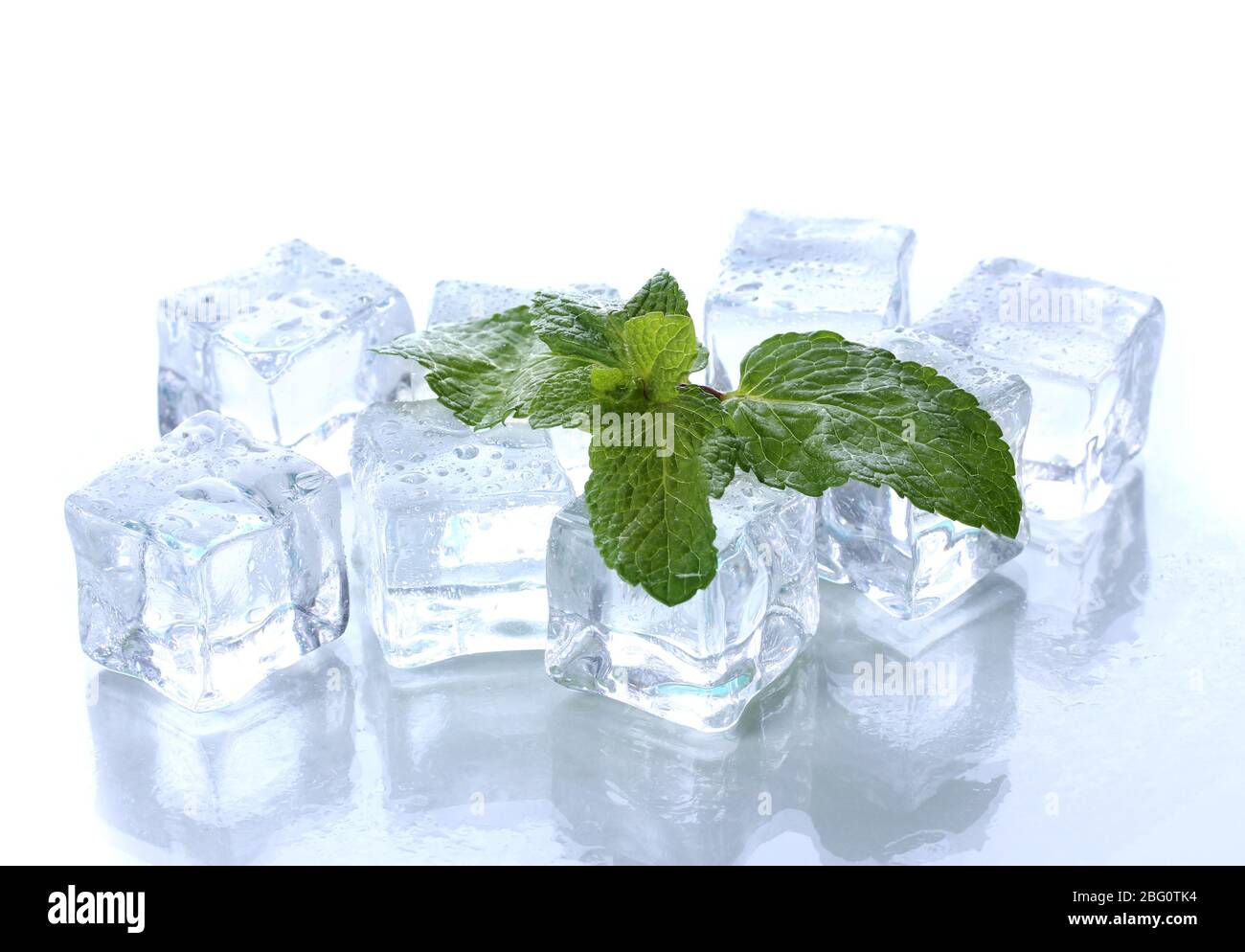 Ice with mint isolated on white Stock Photo - Alamy