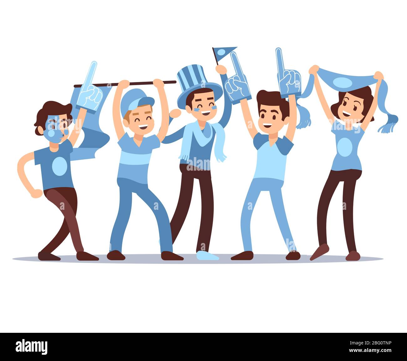 Cheering sports fans vector cartoon people characters. Sports team ...