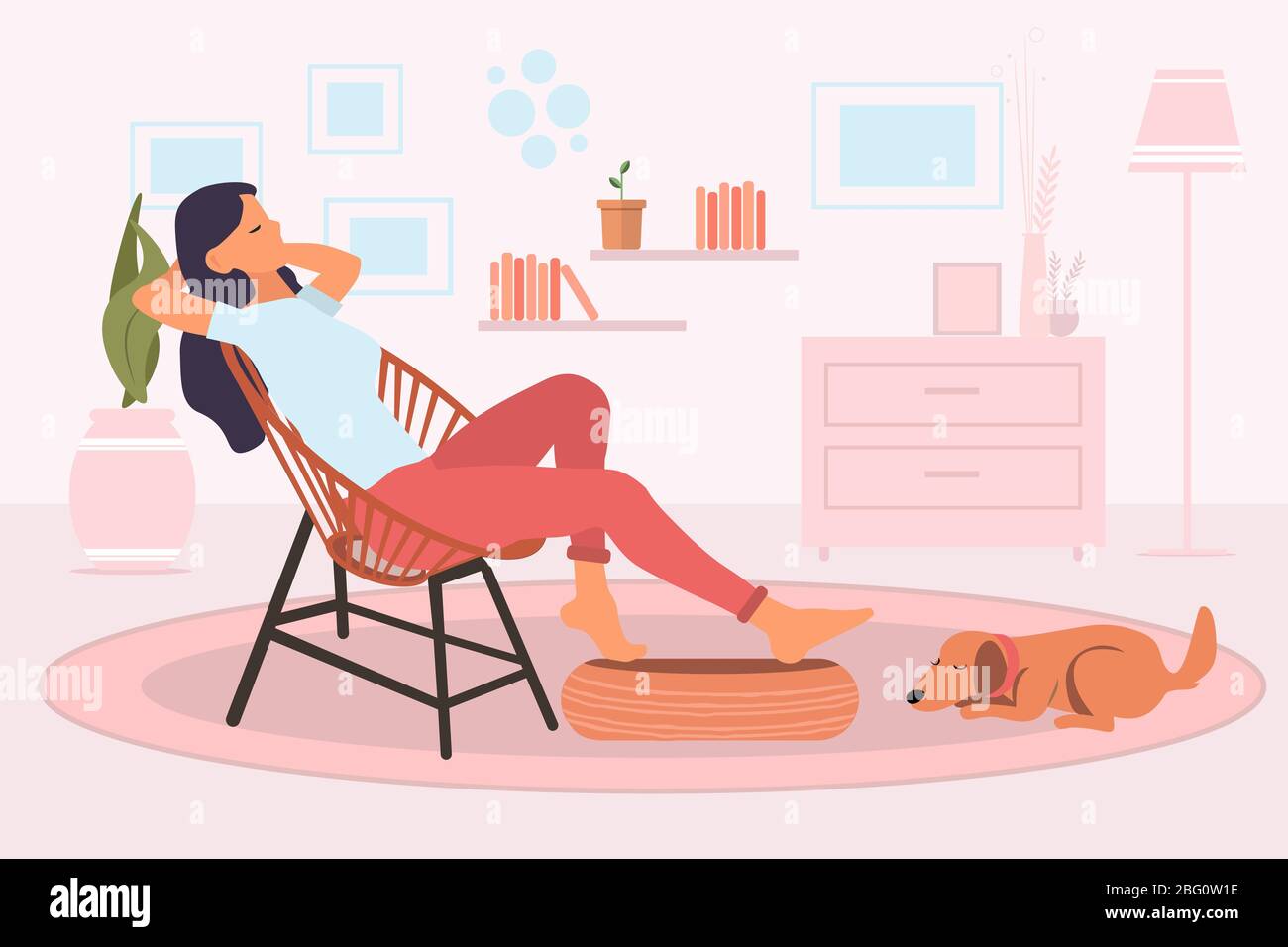 Girl sleeping in armchair Stock Vector Images - Alamy