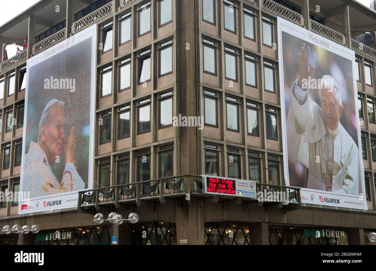 Cologne Germany, 15.8.2005, World Youth Day: two giant photographs on a ...