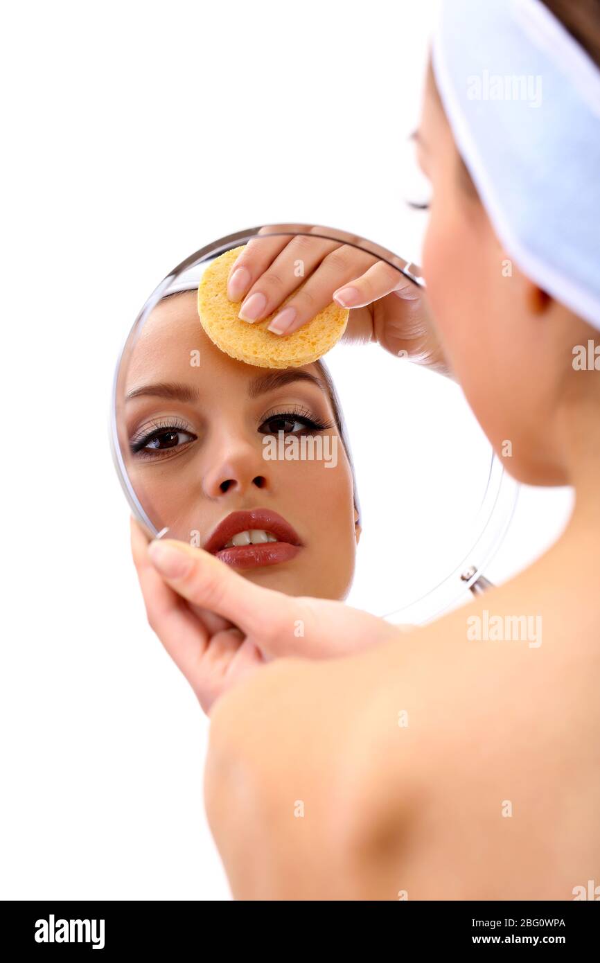 Woman face cleanse sponge hi-res stock photography and images - Alamy