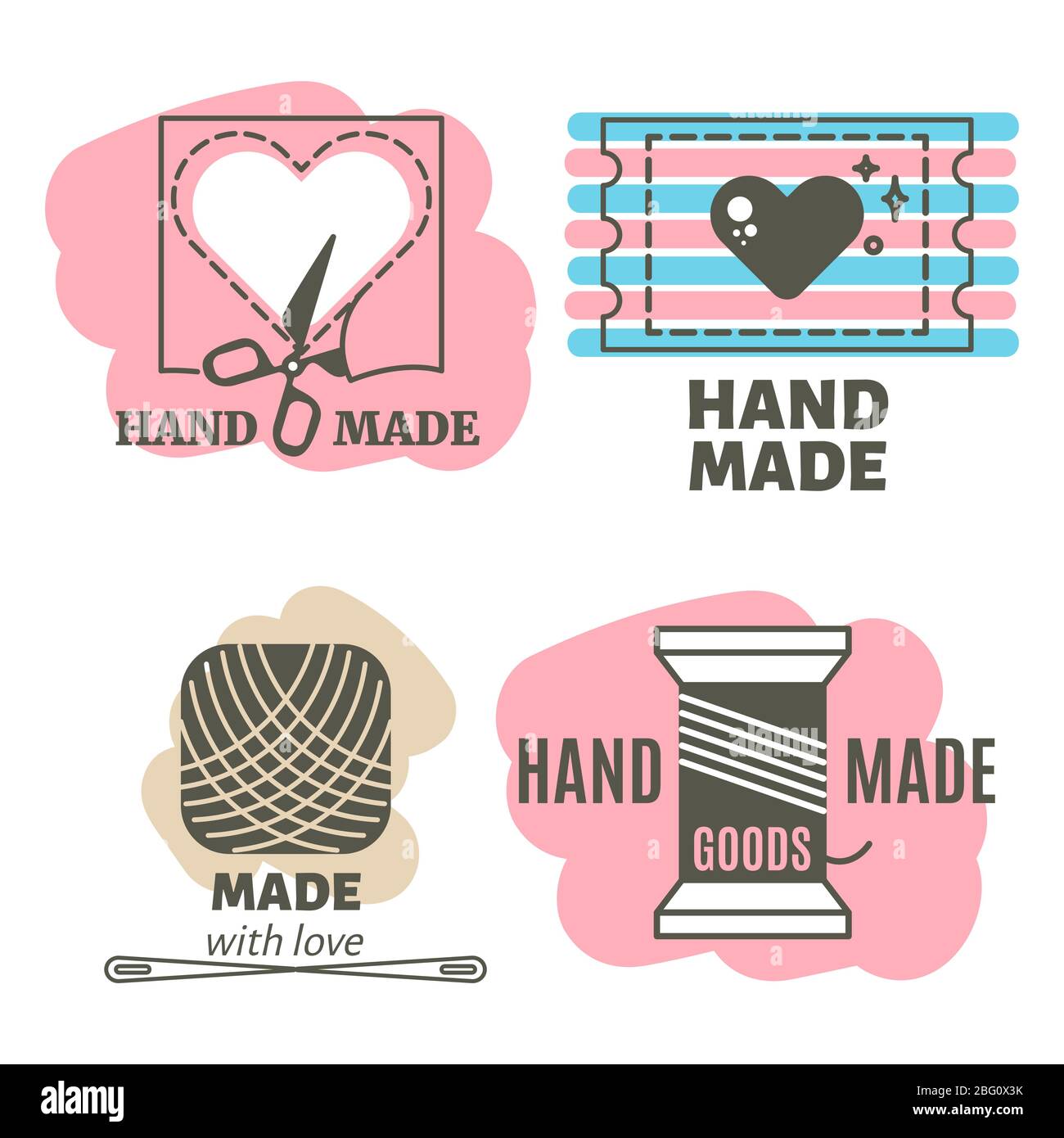 Vintage hipster handmade, handiwork badges and labels, logos set ...