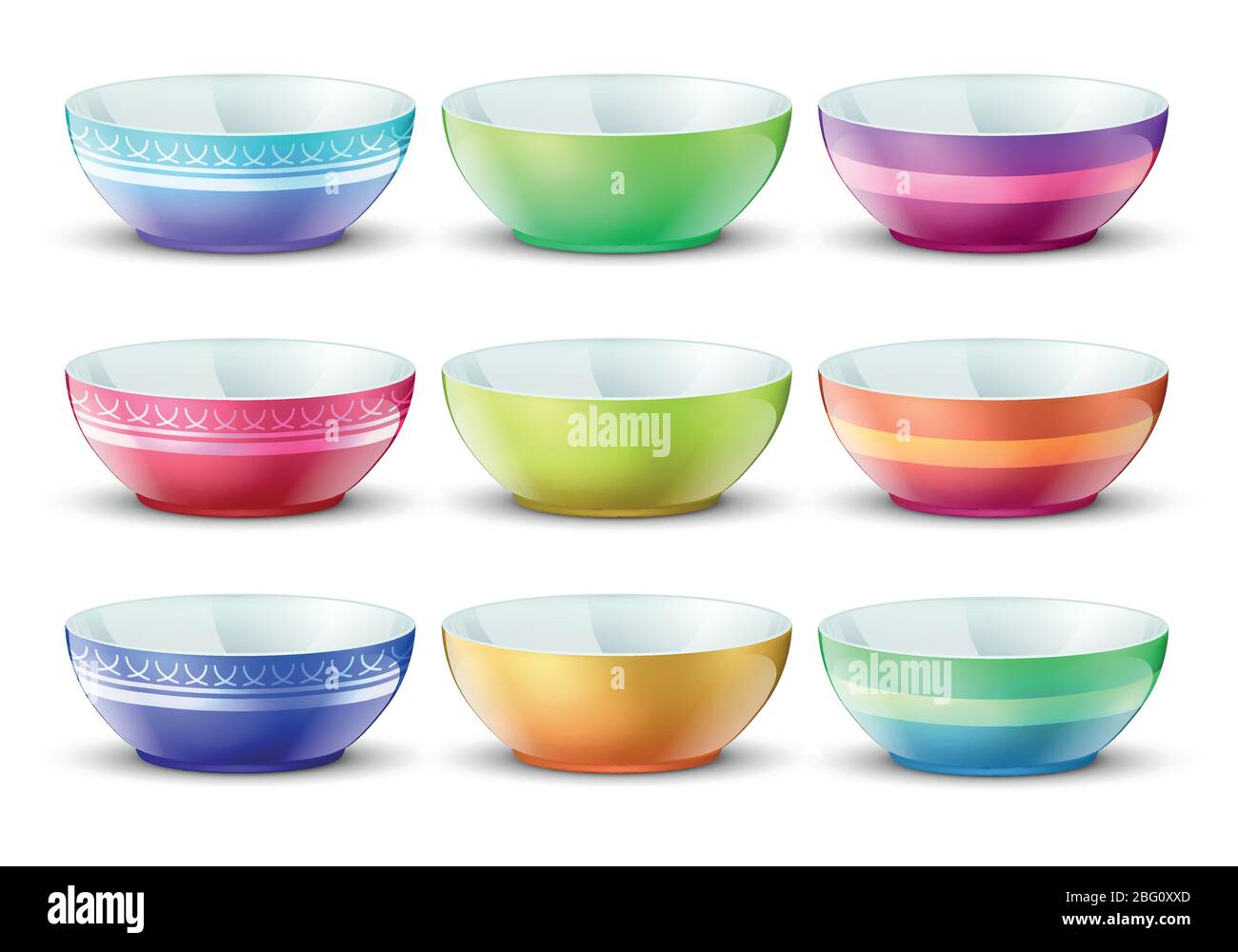 Colourful plates bowls Stock Vector Images - Alamy