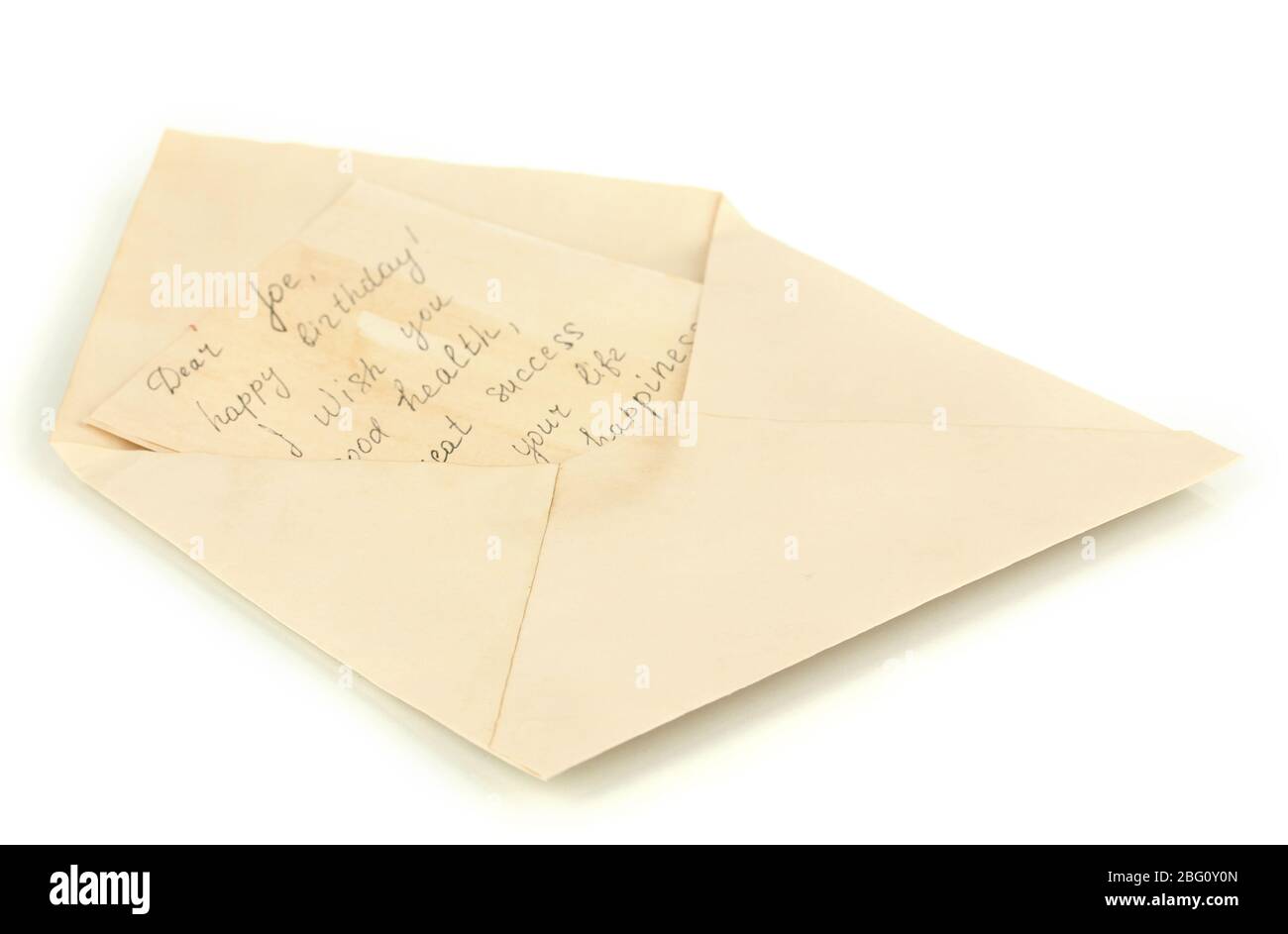 Open old envelope with letter isolated on white Stock Photo - Alamy