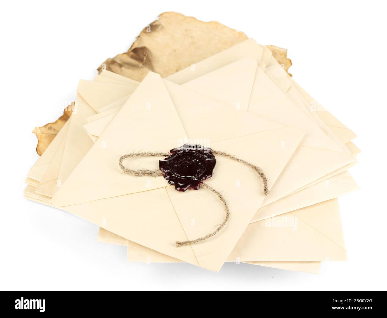 Pile of old letters isolated on white Stock Photo - Alamy