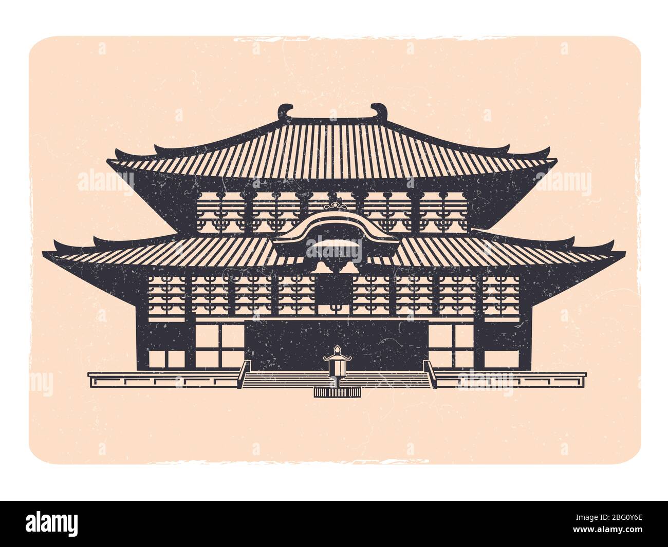 Vintage tradition asian house emblem - grunge oriental emblem. Vector ...