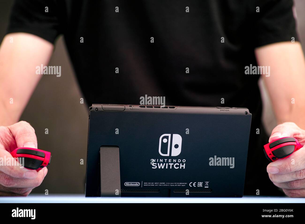 Tambov, Russian Federation - September 07, 2019 Man playing Nintendo ...