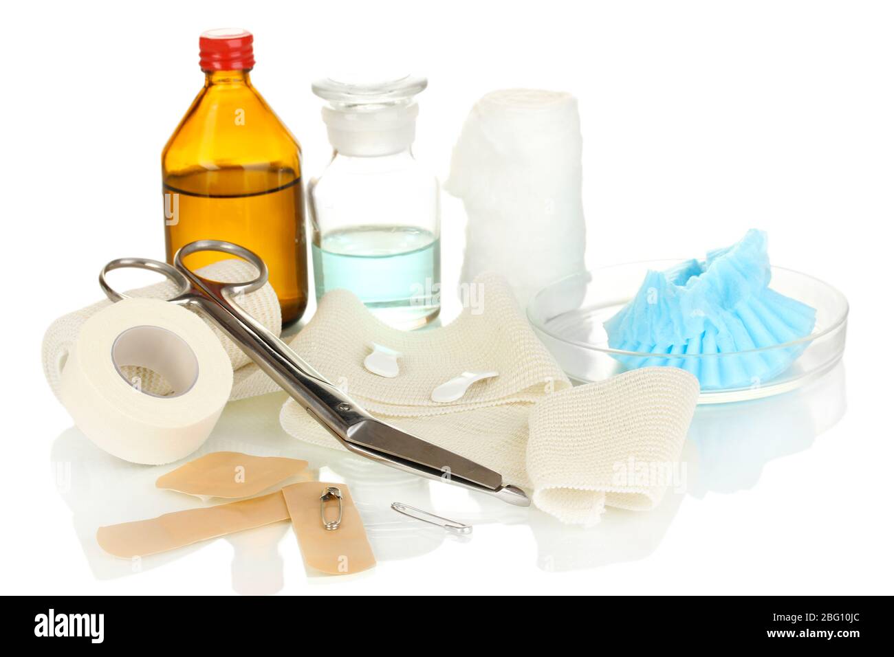 First aid kit for bandaging isolated on white Stock Photo - Alamy