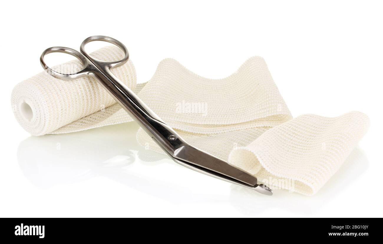 First aid kit for bandaging isolated on white Stock Photo - Alamy