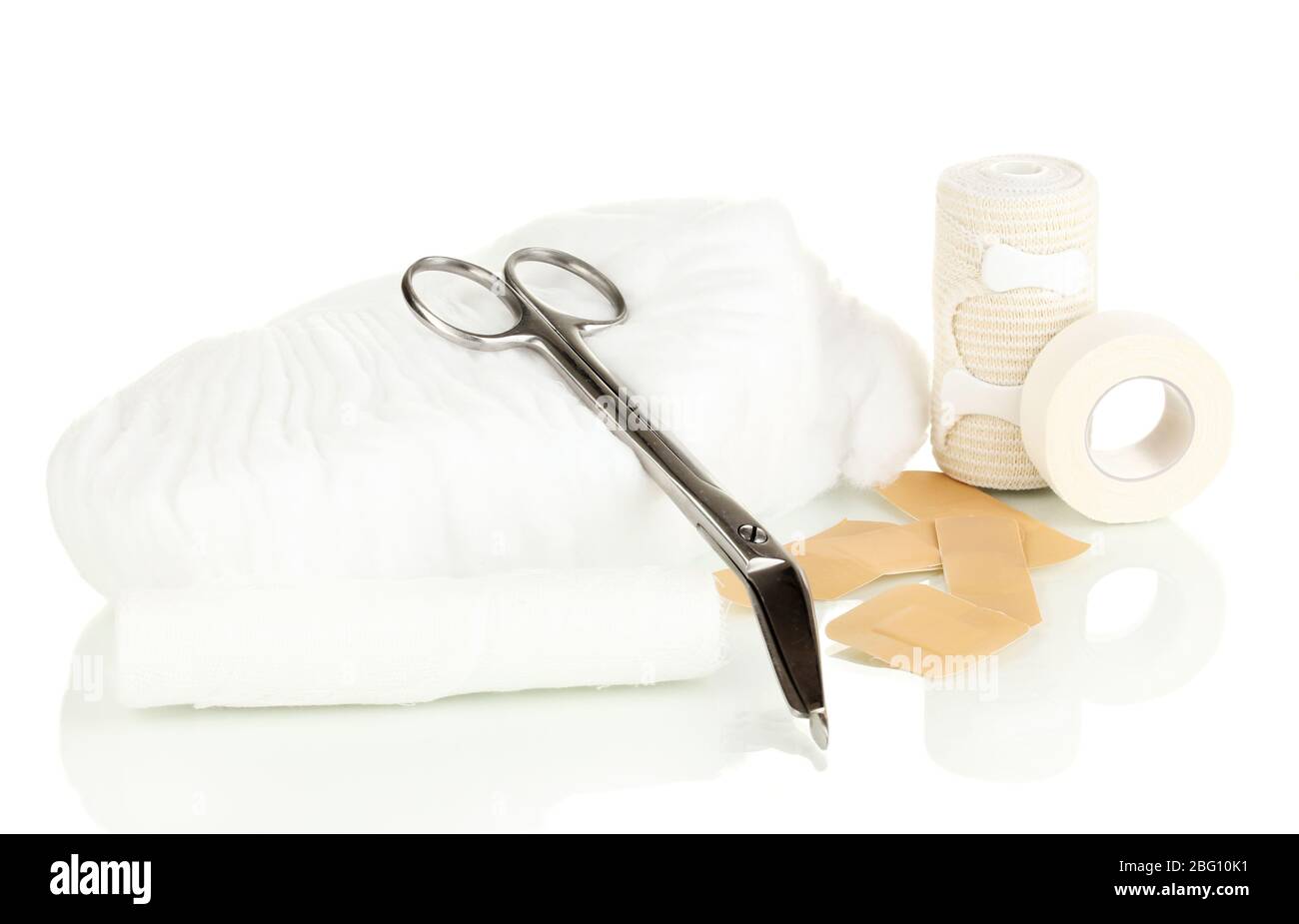 First aid kit for bandaging isolated on white Stock Photo - Alamy