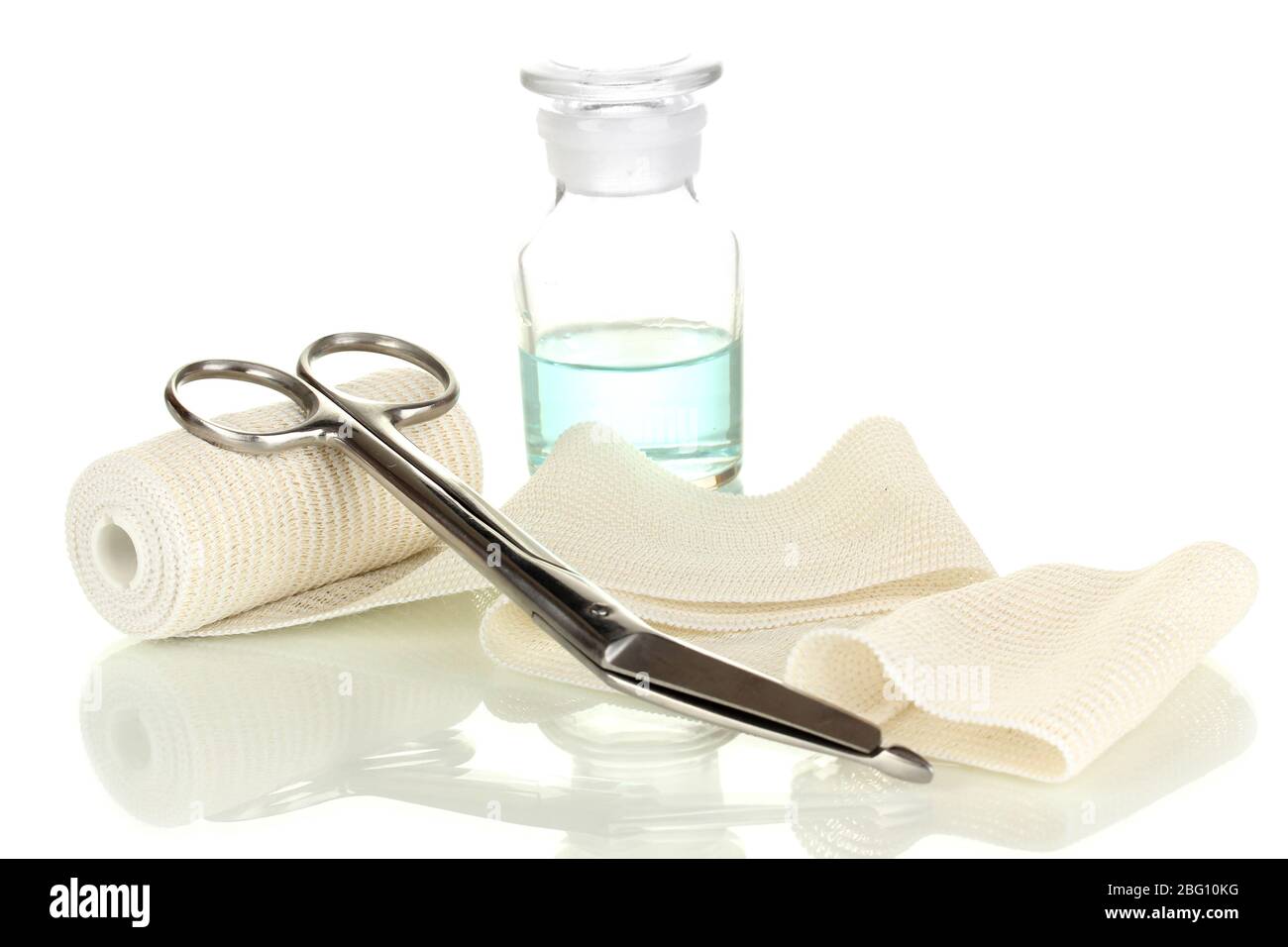 First aid kit for bandaging isolated on white Stock Photo - Alamy