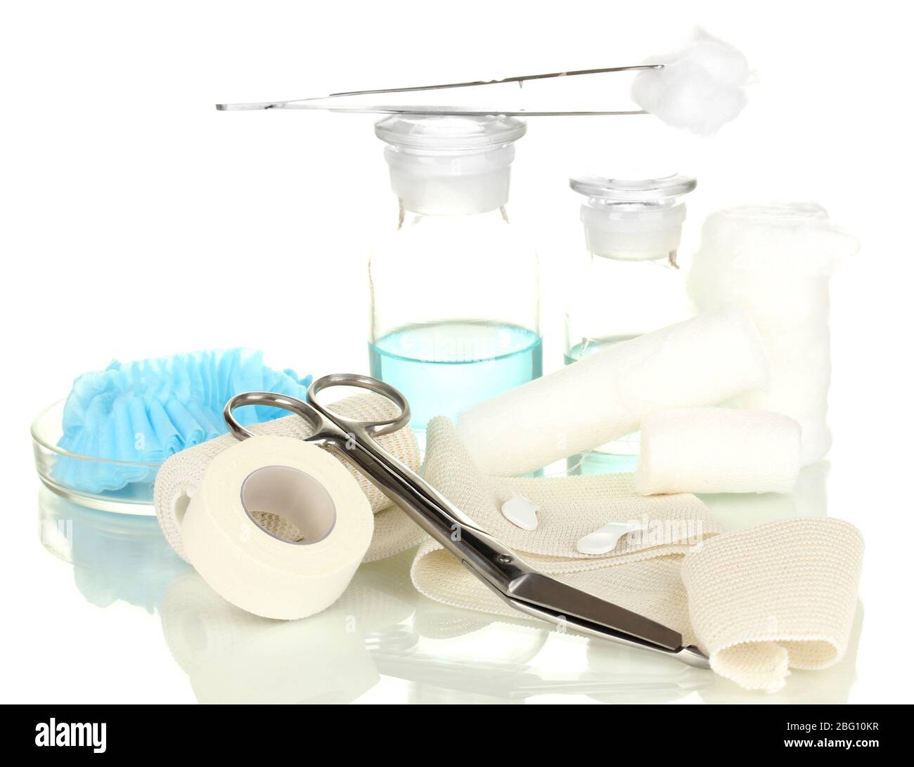 First aid kit for bandaging isolated on white Stock Photo - Alamy