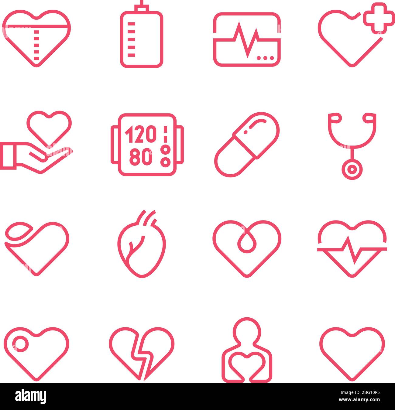 Cardiology medicine vector line icons. Cardiologist and heart diseases ...