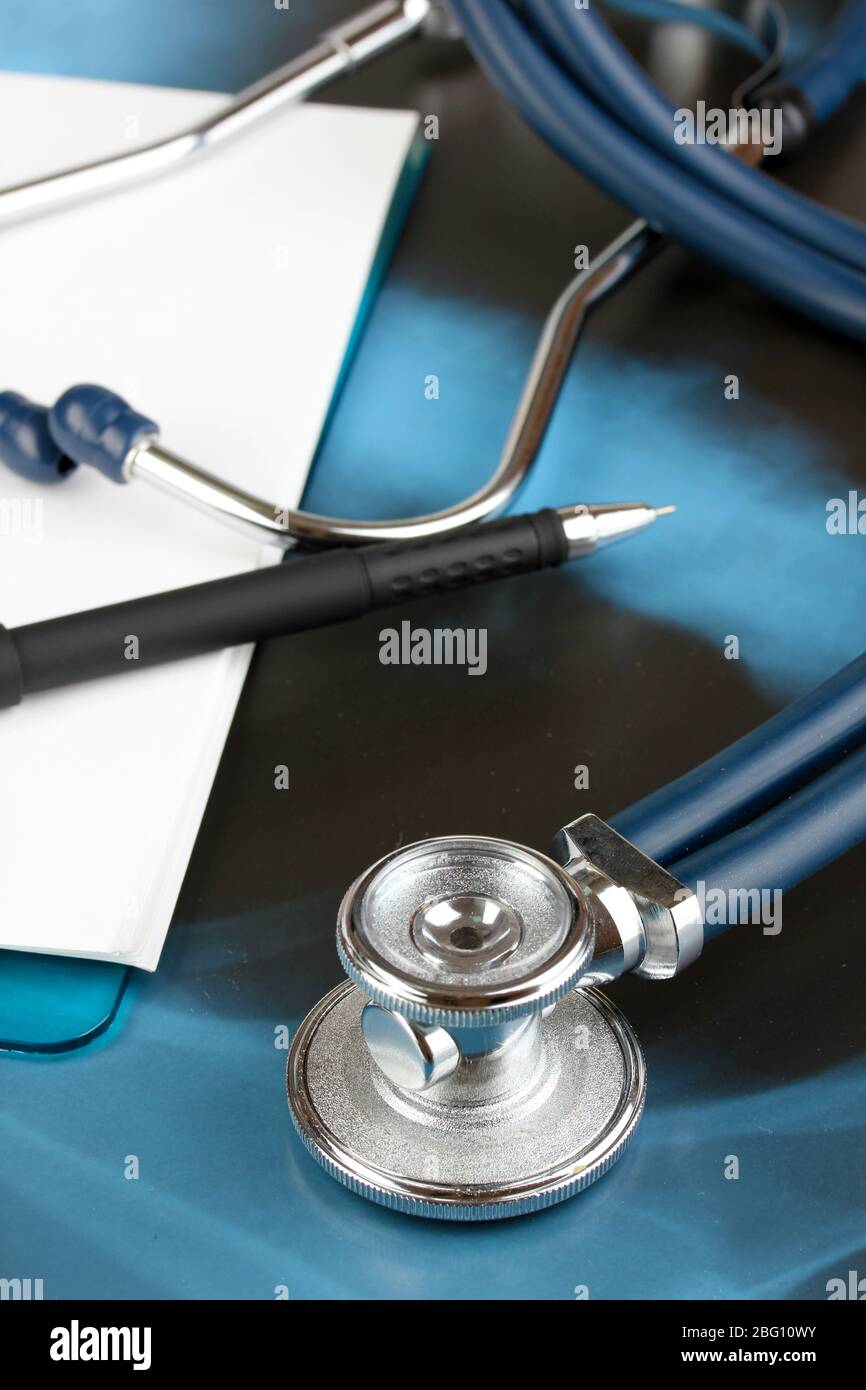 Medical stethoscope on an x-ray picture close up Stock Photo - Alamy