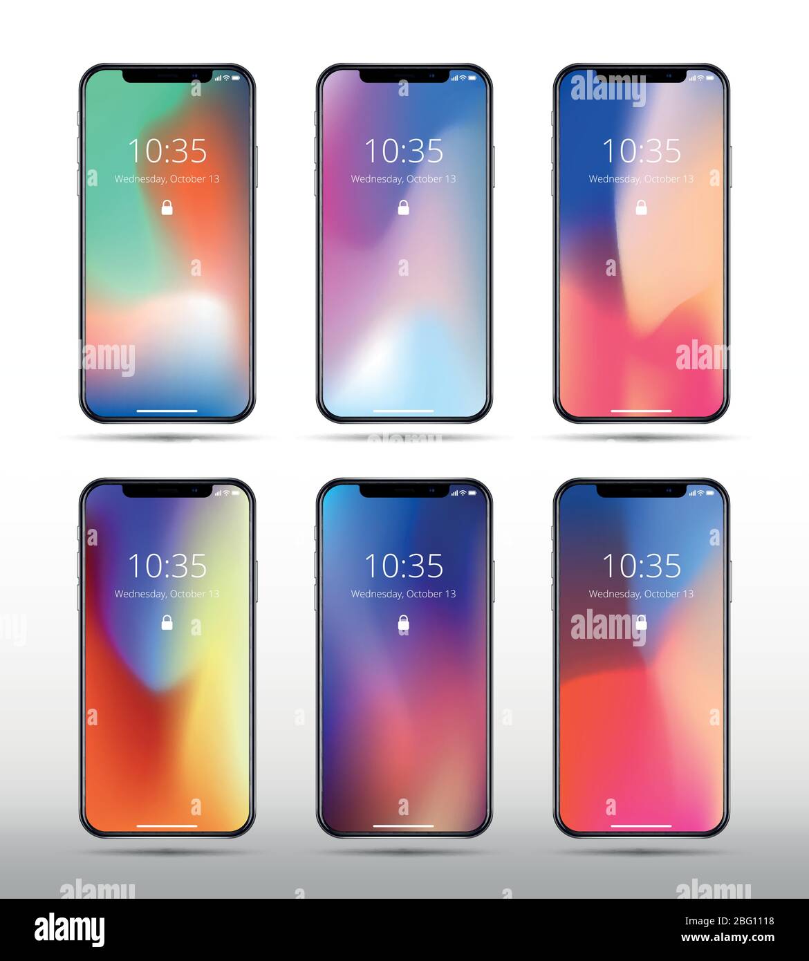 Modern smartphone vector mockups with abstract contemporary color ...