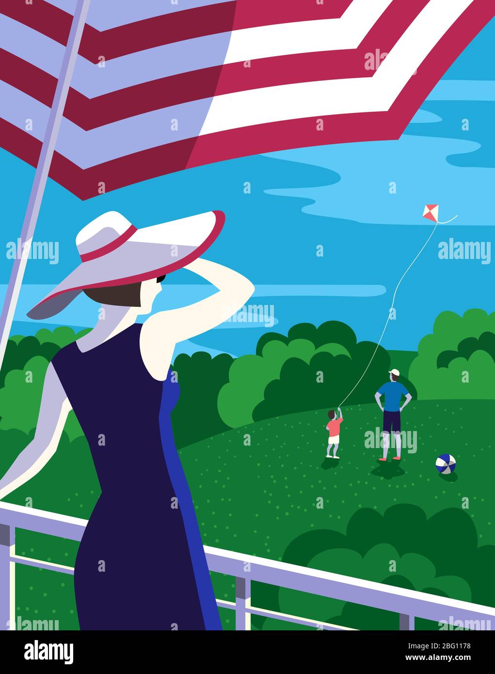 Family outdoors rest in farm house flat color vector Stock Vector Image ...