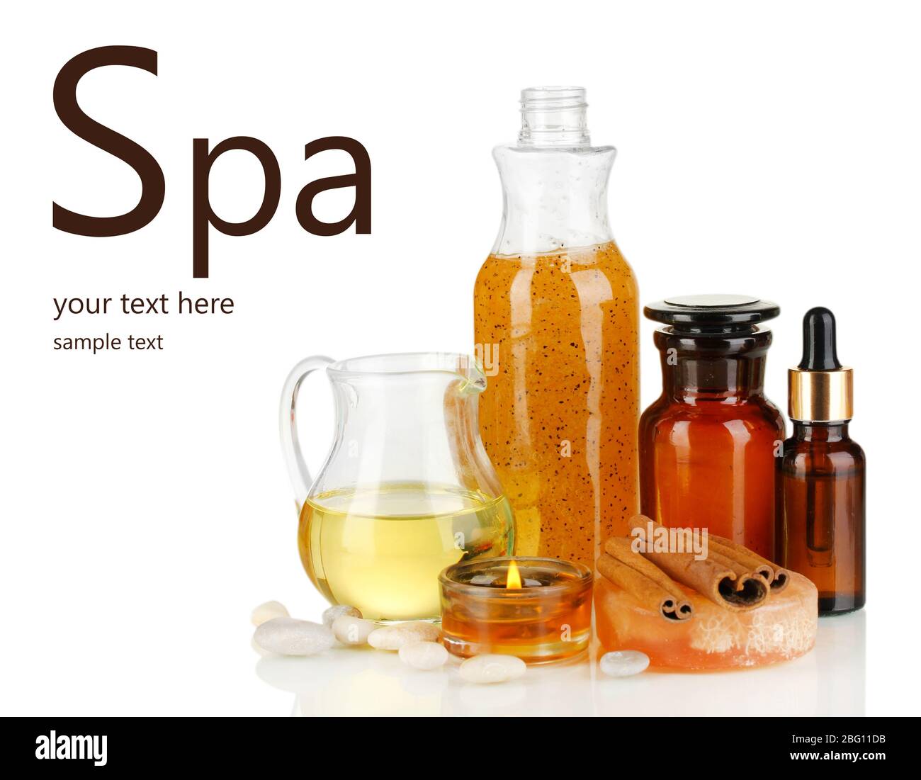 Beautiful spa setting isolated on white Stock Photo - Alamy