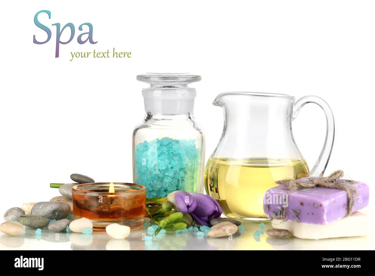 Beautiful spa setting isolated on white Stock Photo - Alamy