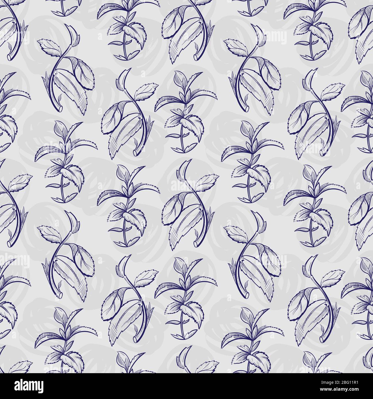 Ballpoint pen sketch peppermint and scrubbles seamless pattern. Vector ...