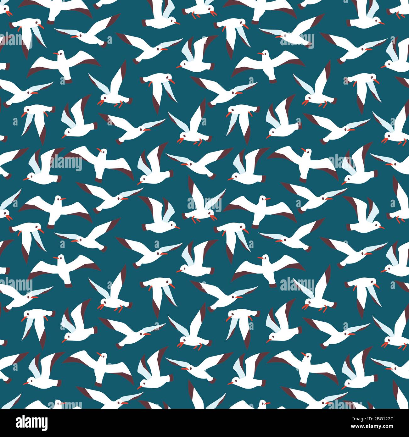 Flying atlantic sea bird seamless pattern background. Vector flat ...