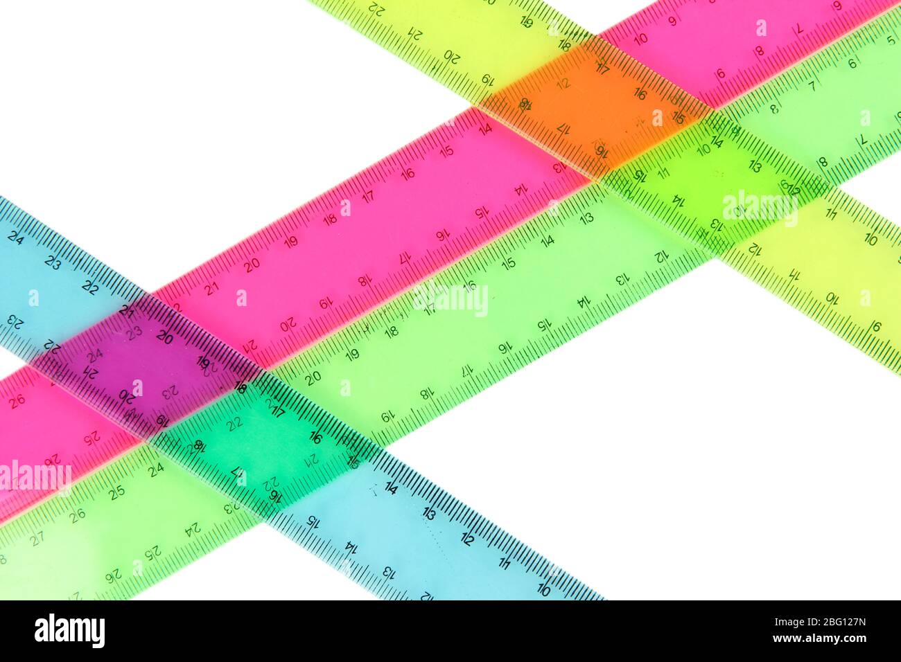 Plastic rulers isolated on white Stock Photo - Alamy