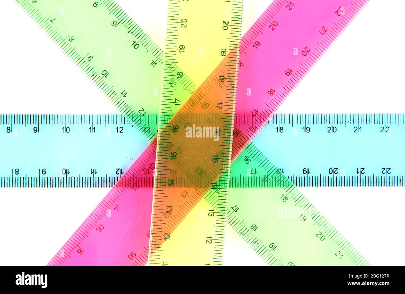 Plastic rulers isolated on white Stock Photo - Alamy
