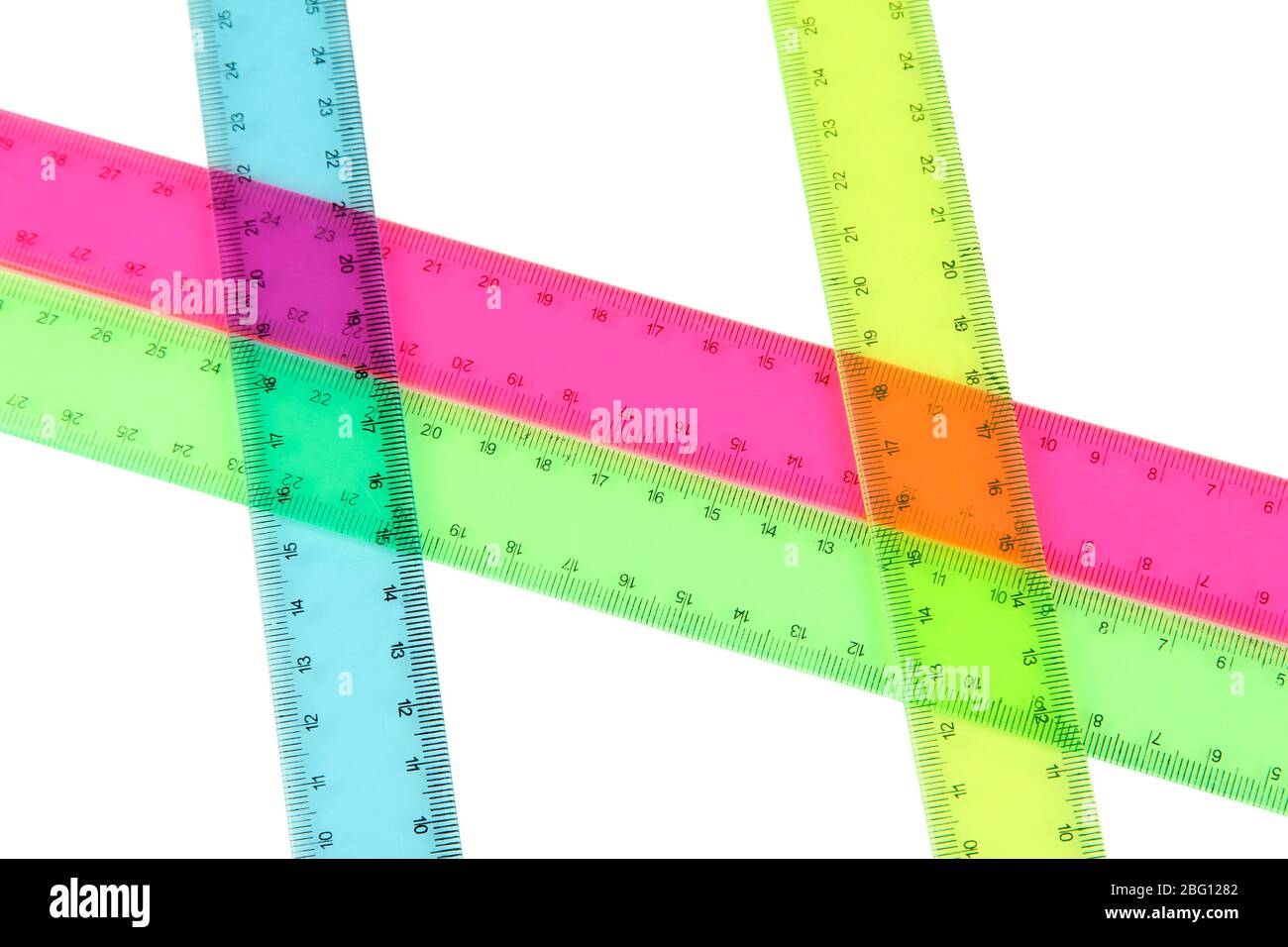Plastic rulers isolated on white Stock Photo - Alamy