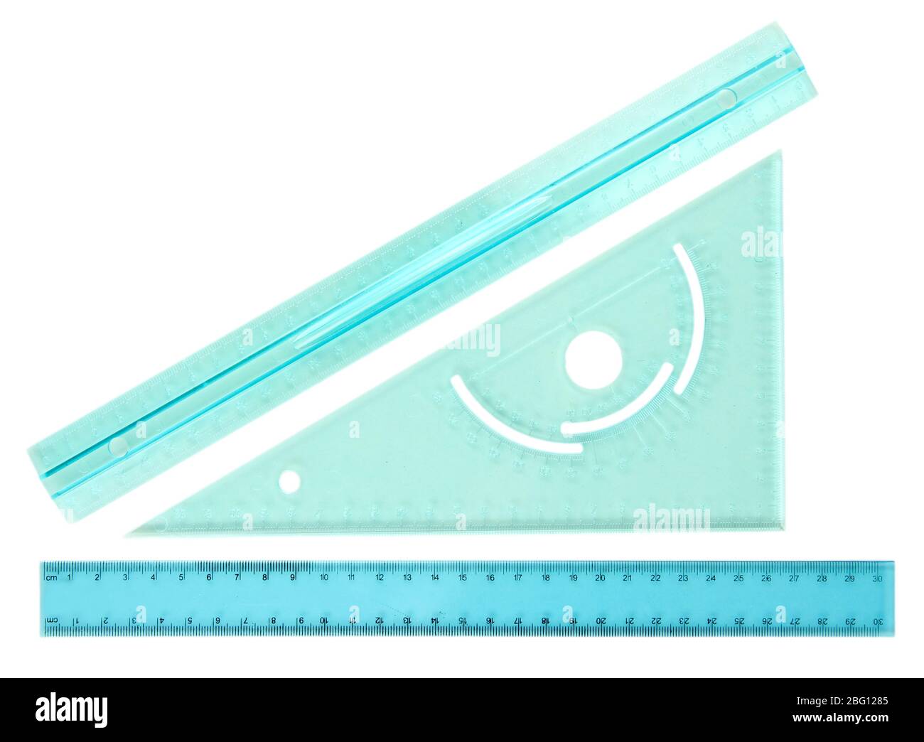 Plastic rulers isolated on white Stock Photo - Alamy