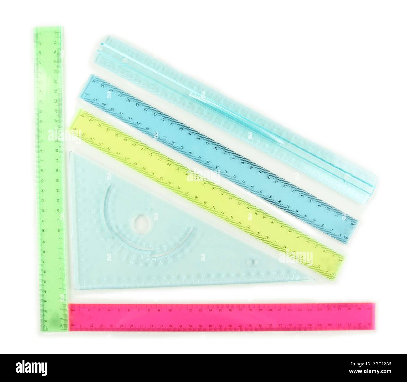 Plastic rulers isolated on white Stock Photo - Alamy
