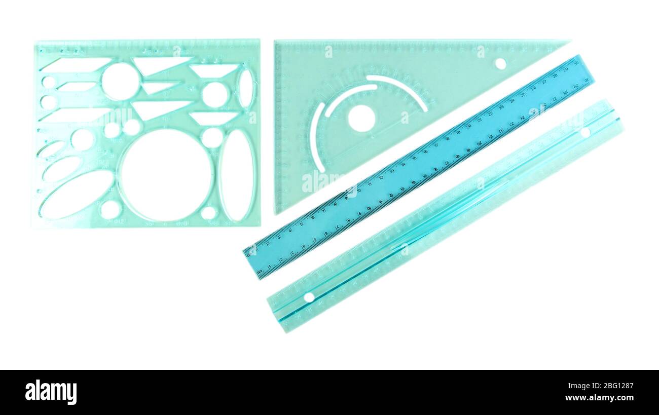Plastic rulers isolated on white Stock Photo - Alamy
