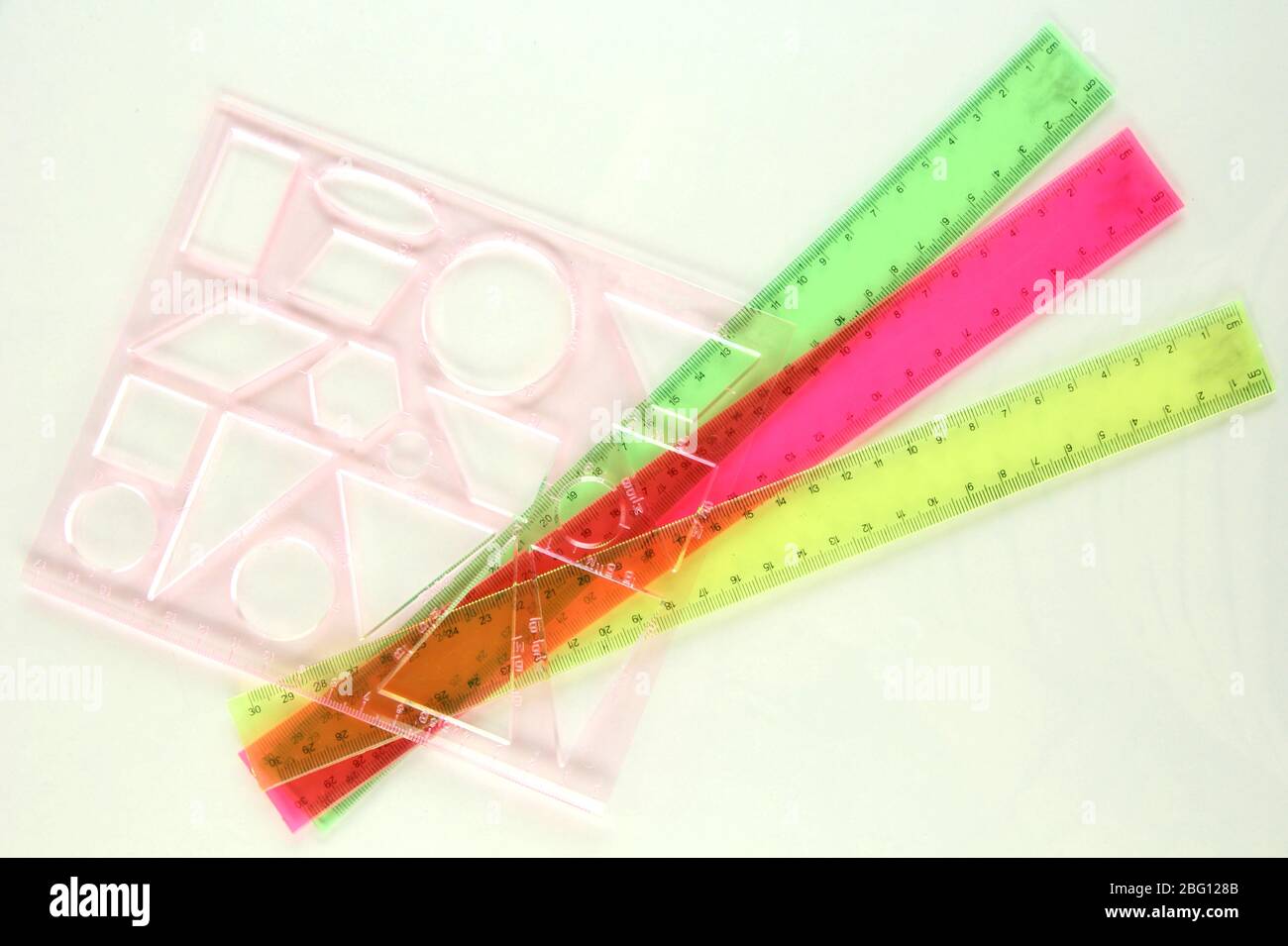 Plastic rulers isolated on white Stock Photo - Alamy