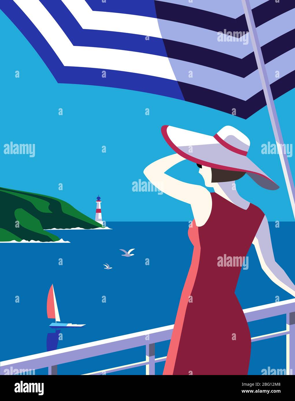 Woman relax holiday sea Stock Vector Images - Alamy