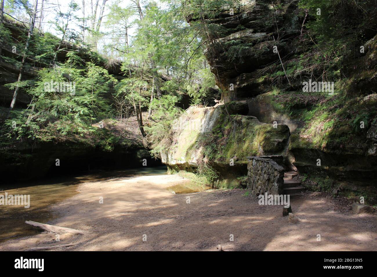 Old man cave walk trail and water fall in Ohio State,nature green ...