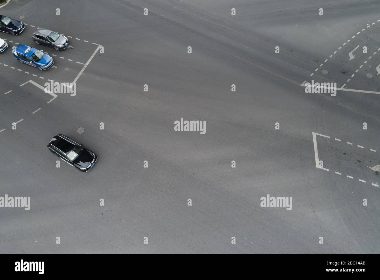 Aerial view on busy traffic intersection Stock Photo - Alamy