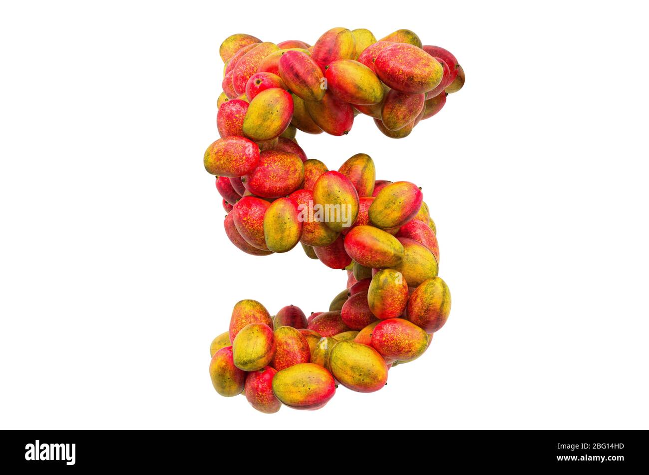 Number 5 from mangos, 3D rendering isolated on white background Stock ...