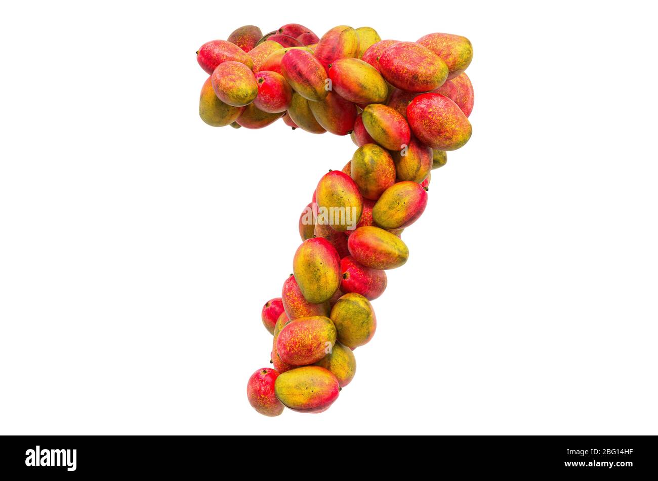 Number 7 from mangos, 3D rendering isolated on white background Stock ...