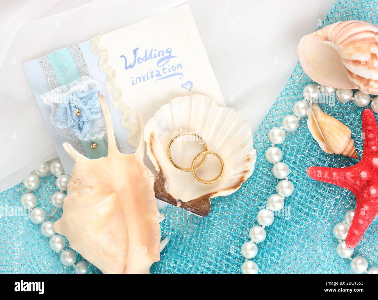 Conceptual photo: wedding in marine style Stock Photo - Alamy