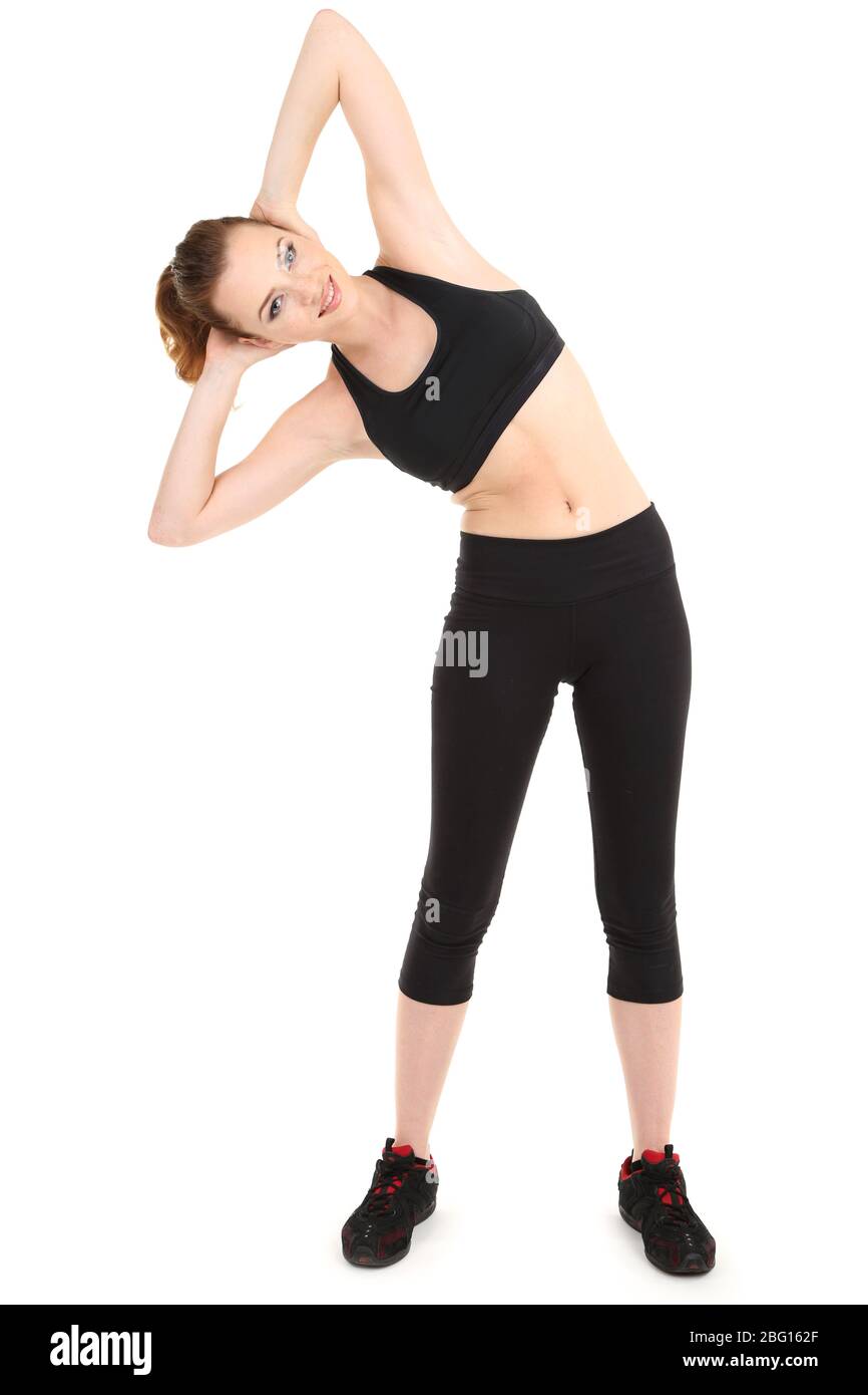 Young woman practice yoga exercises Cut Out Stock Images & Pictures - Alamy